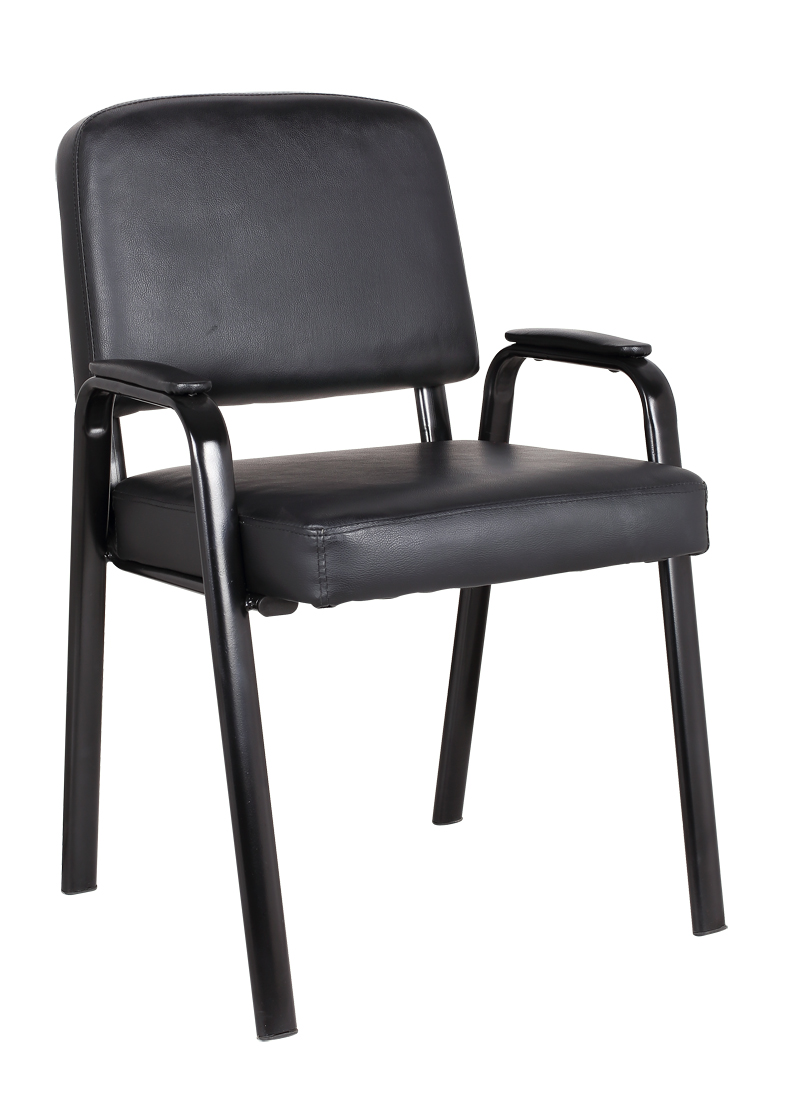 UT-C203 BEZOEKERSSTOEL ZWART MET ARMLEUNING - CHM Suriname